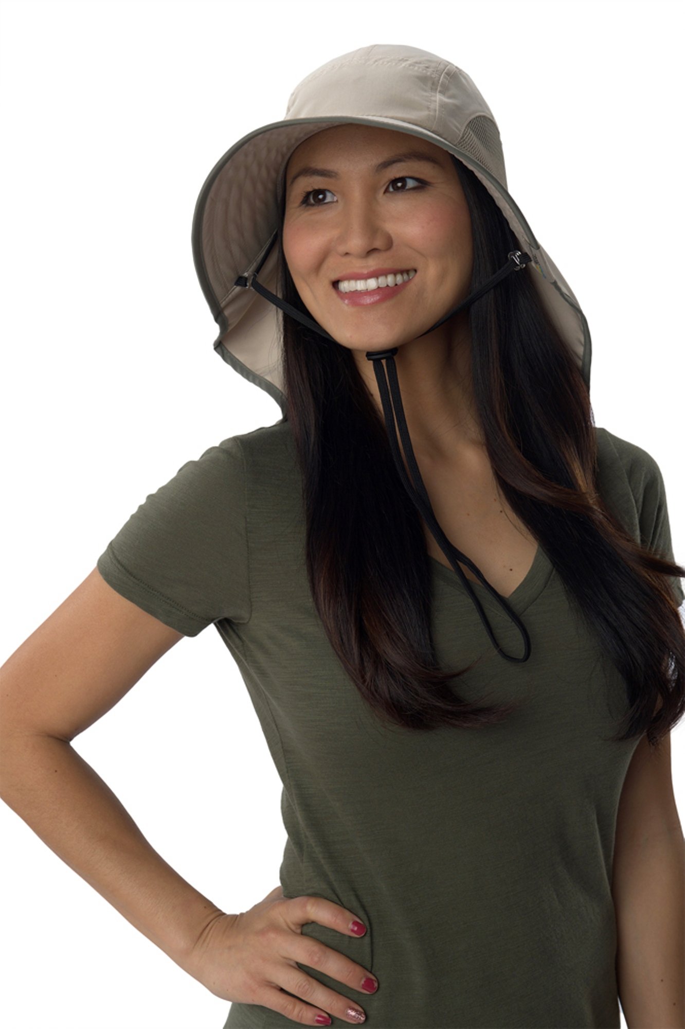 Sun Protection Zone Unisex Floppy Sun Hat (Khaki with Olive Trim)