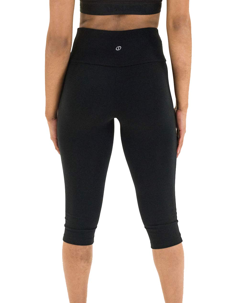 Spalding Womens Activewear Cotton Spandex 17" Inseam Capri Leggings, Black, Large US