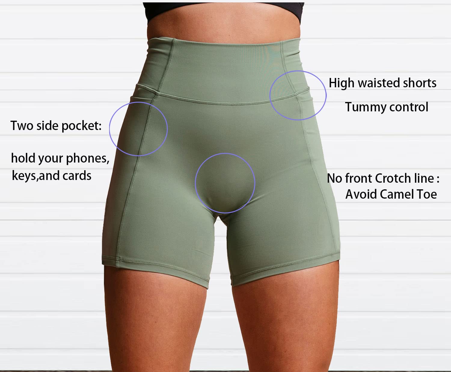 Yoitauso Workout Biker Shorts for Women High Waisted Athletic Running Yoga Shorts with Pocket Black
