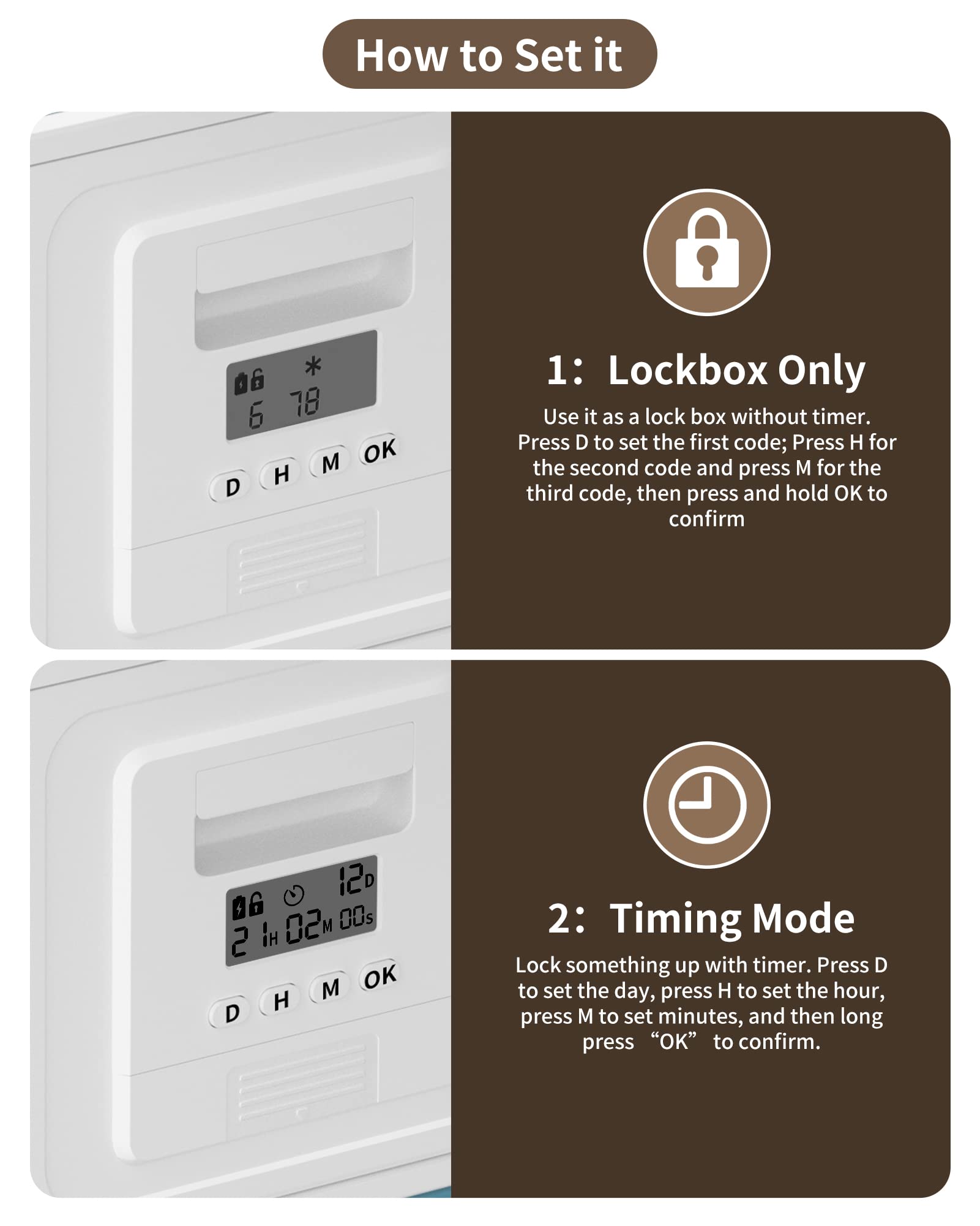 Time Lock Box for Medication, Phone Jail Lock Box with Timer, Timed Locking Container for Snacks Kitchen Food Safe