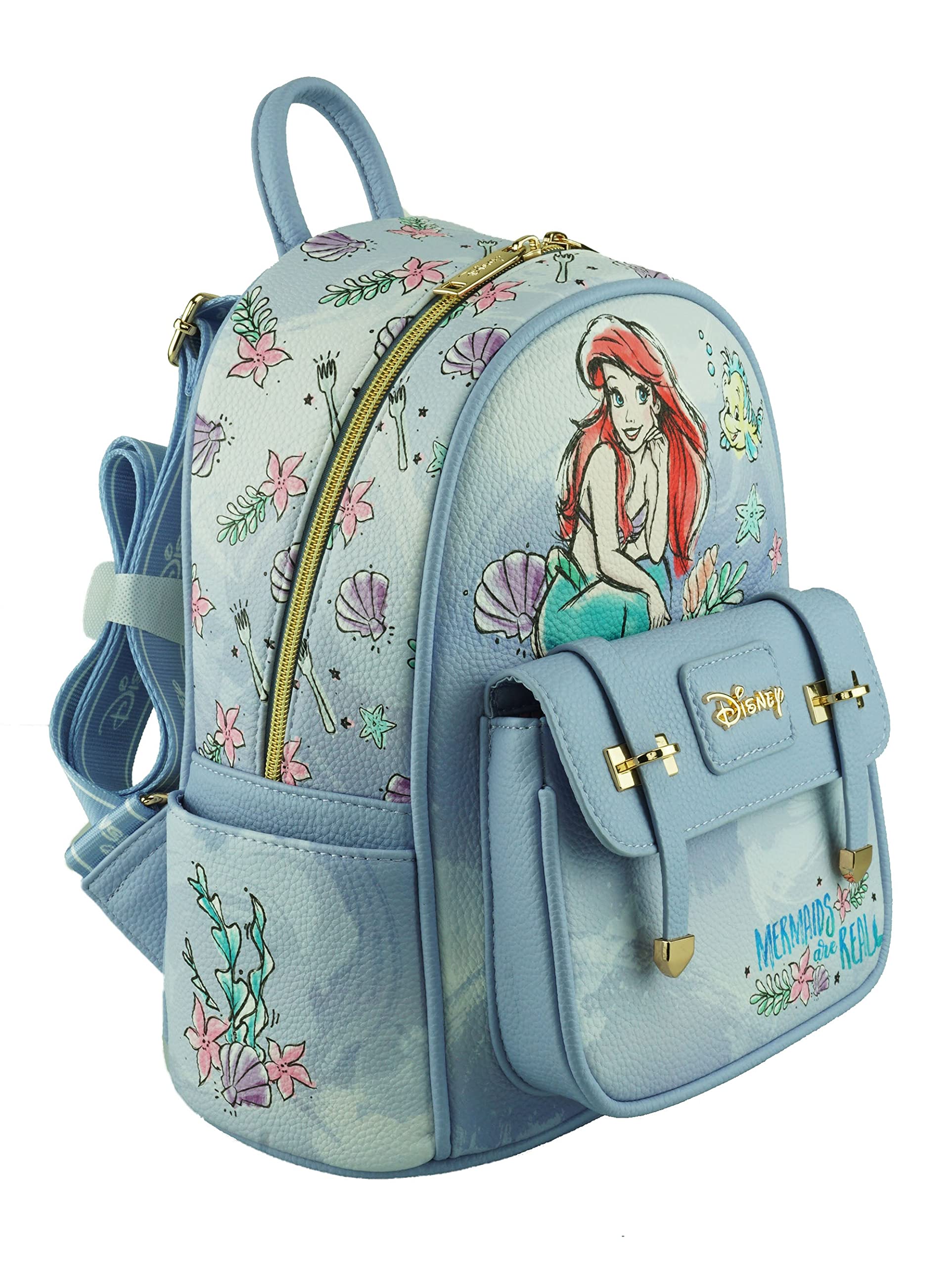 Wondapop Disney The Little Mermaid Ariel 11" Vegan Leather Fashion Mini Backpack