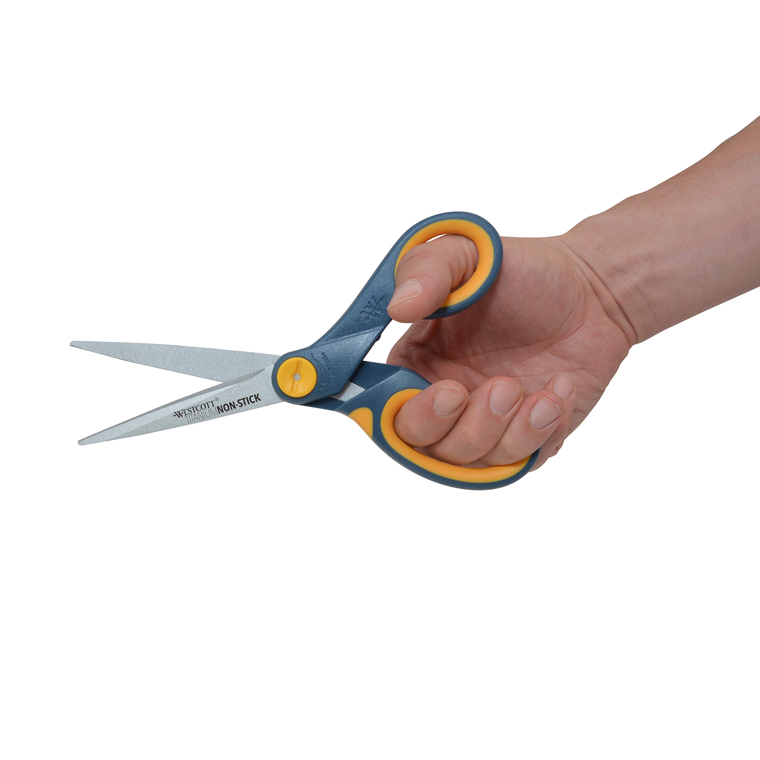 Westcott 17597 8-Inch Non-Stick Titanium Scissors For Office and Home, Blue/Gray, 6 Pack