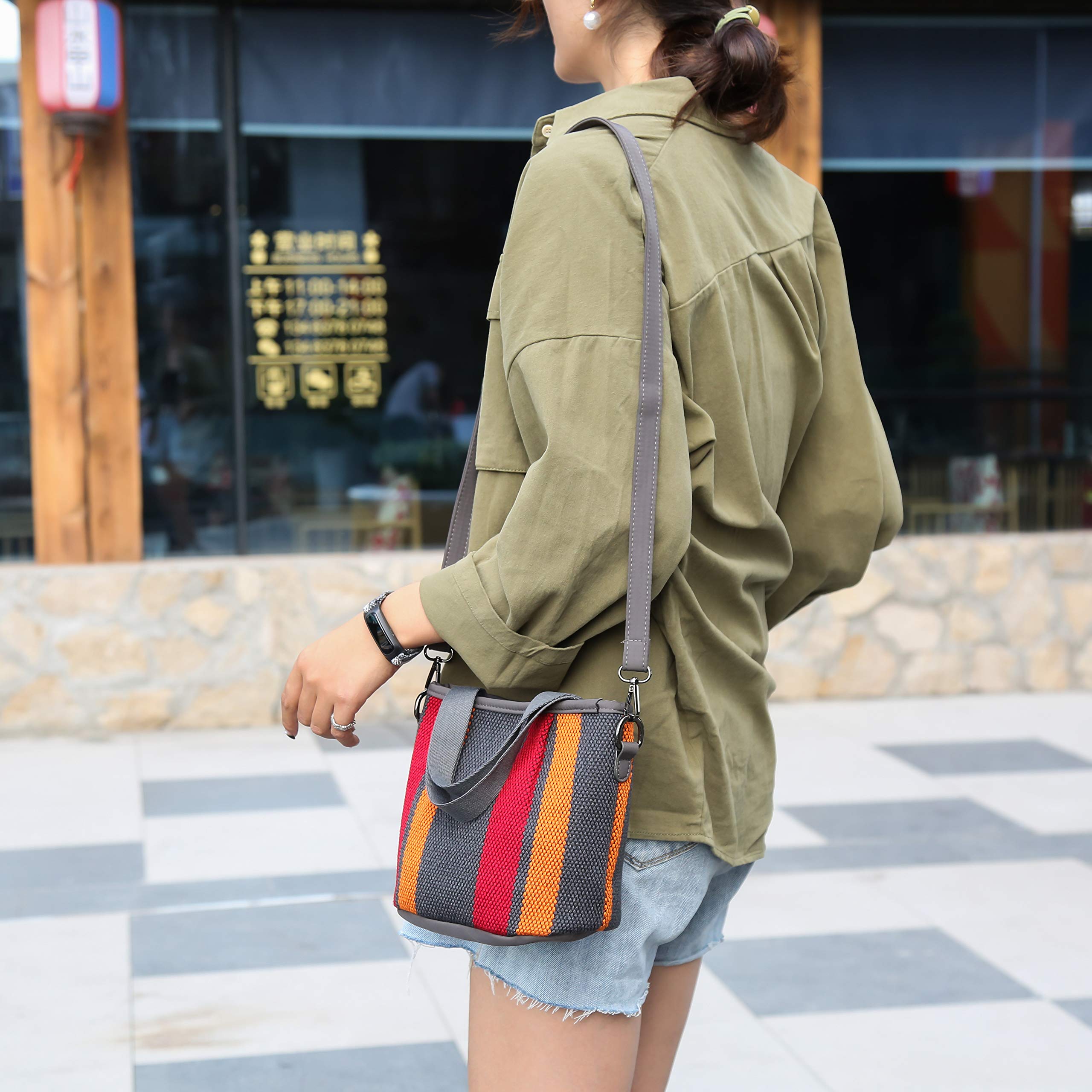 Women Canvas Handbags Crossbody Shoulder Bag Casual Work School Shopper Hobo Top Handle Handbag (figure4)