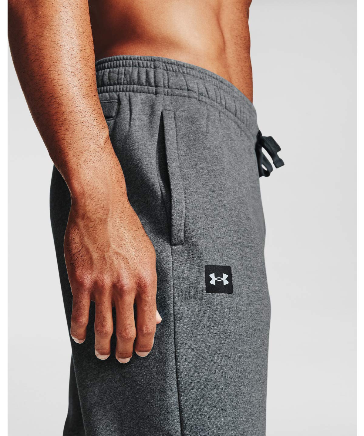 Under Armour Mens Rival Fleece Pants , Pitch Gray Light Heather (012)/Onyx White , X-Large
