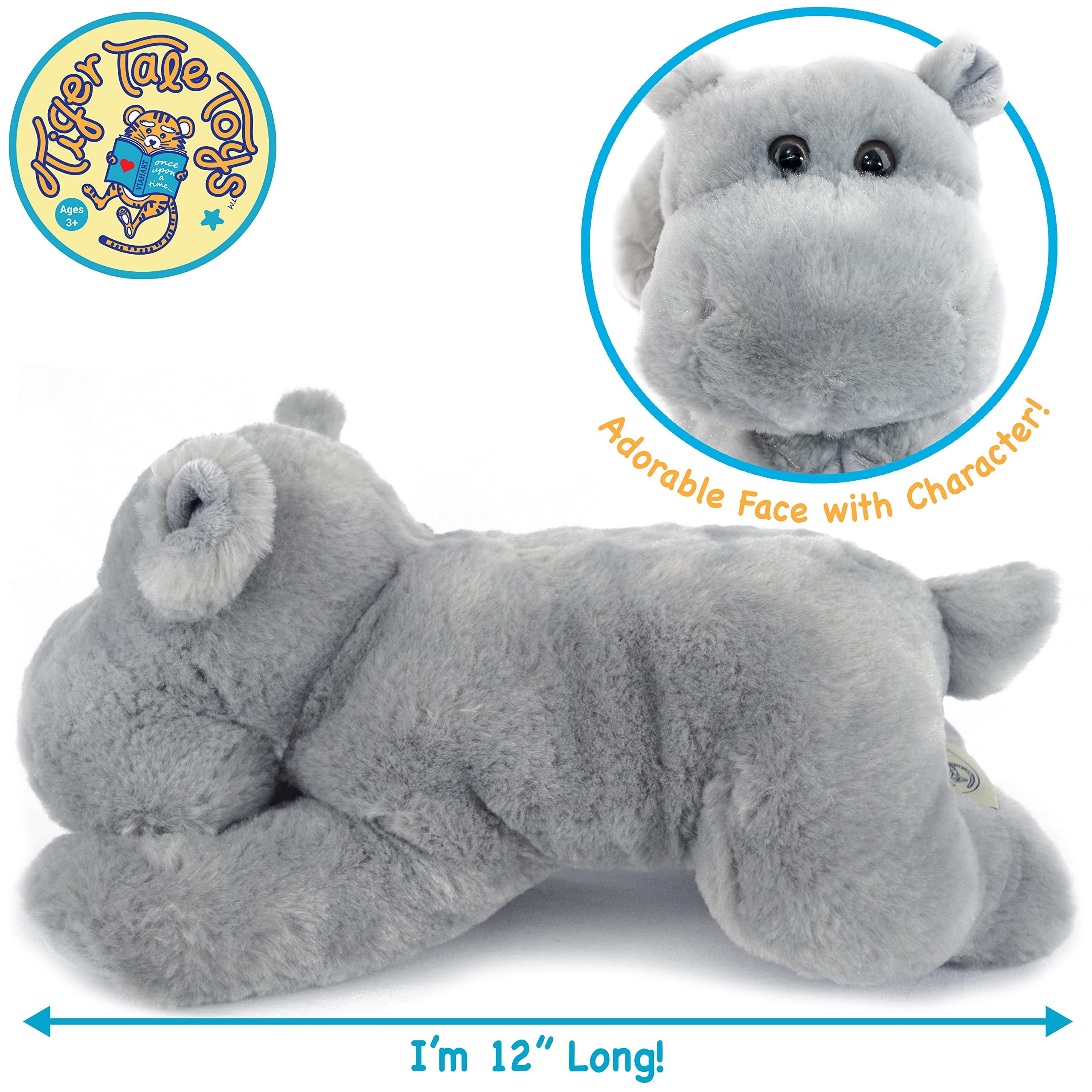 VIAHART Huck The Hippo - 12 Inch Stuffed Animal Plush - by TigerHart Toys