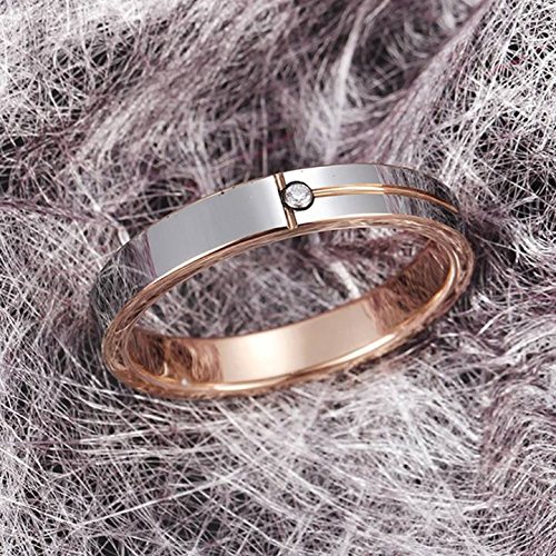 Womens 4mm Tungsten Carbide Ring Rose Gold Silver Fashion Wedding Engagement Promise Band Zircon CZ Inlay Size 8