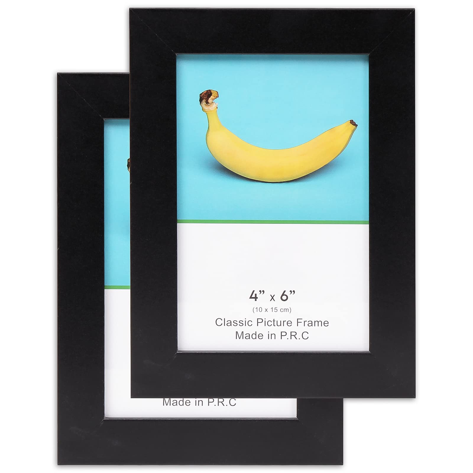 TheDisplayGuys - Square Profile Wooden Picture Frame with Tempered Glass - 8" x 10" matted to 5" x 7" - 1-Pack - Black