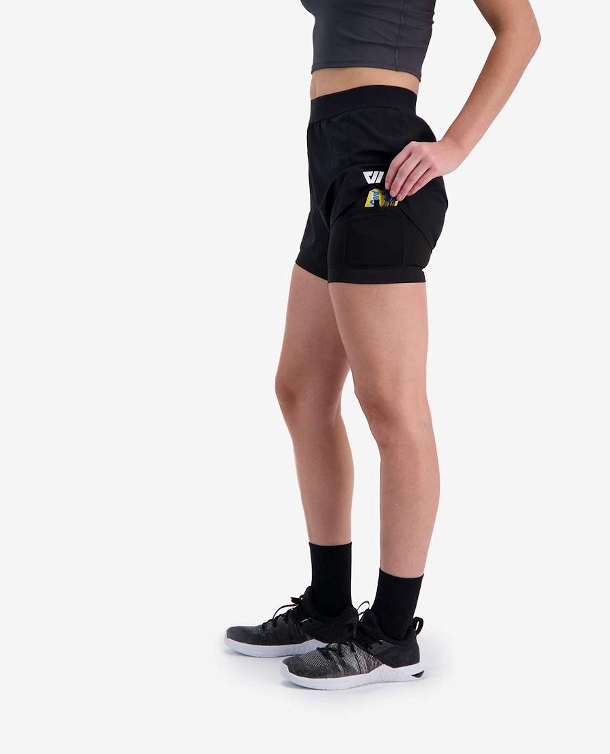WOLACO Women's Grand 2-in-1 Gym Shorts, Athletic Breathable Workout Training Shorts with Pockets