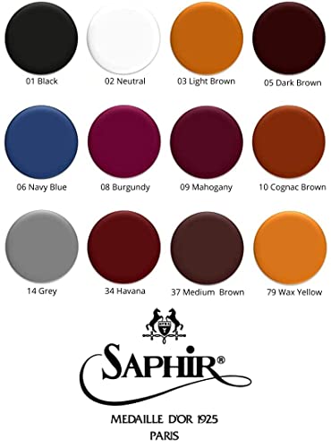 SAPHIR Medaille d’Or Pate De Luxe - Natural Wax Shoe Polish for Leather Shining - 50ml - Wax Yellow