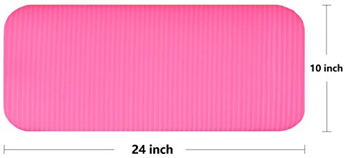 Signature Fitness All Purpose 1/2-Inch Extra Thick High Density Anti-Tear Exercise Yoga Mat and Knee Pad with Carrying Strap, Pink