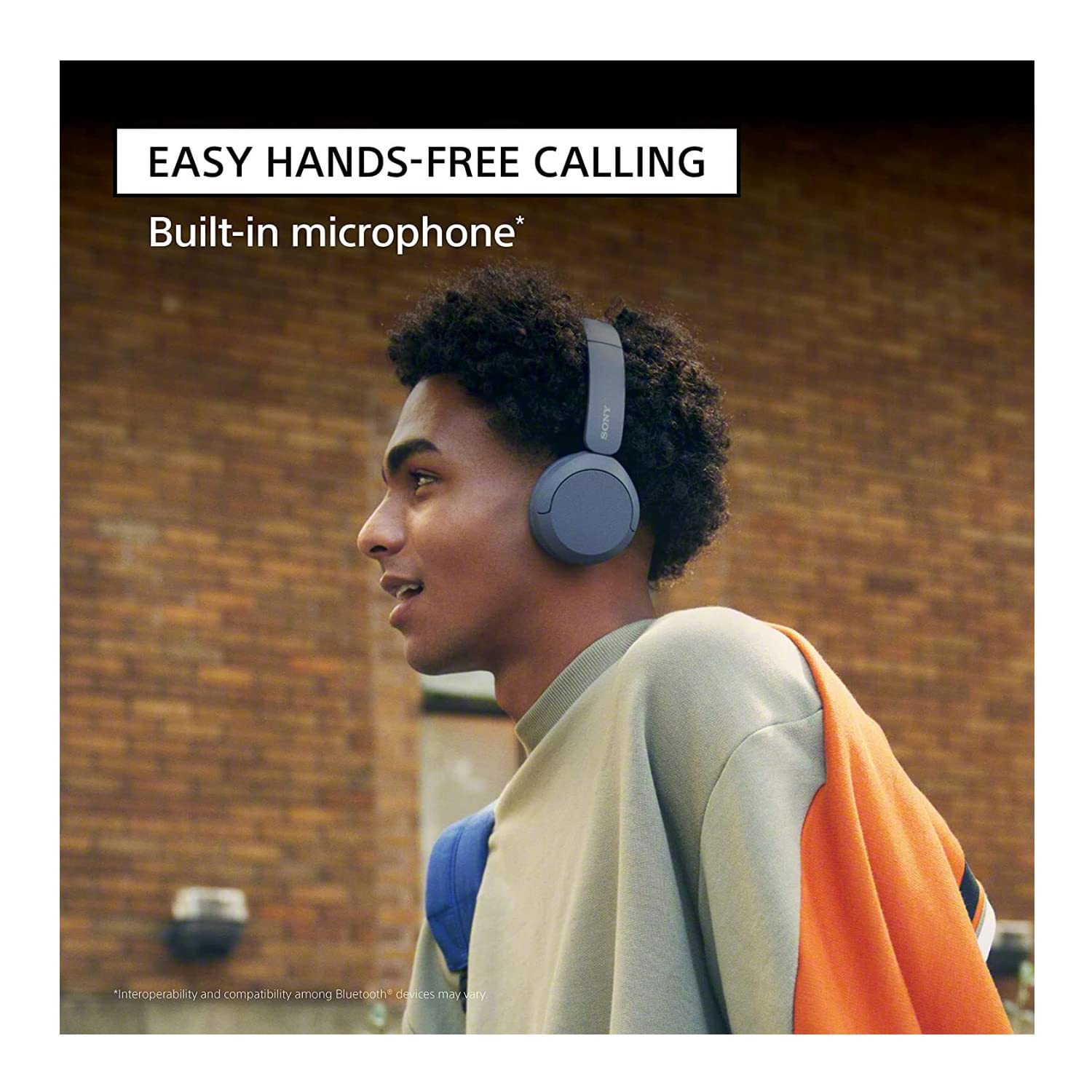 Sony WH-CH520 Compact Easy Carrying Wireless Bluetooth On-Ear Headphones with Microphone (Black) Bundle with Protective Hard Case for Headphones (2 Items)