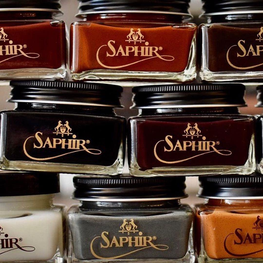 SAPHIR Medaille d'Or Pommadier Cream 75ml – Natural Cream Leather Shoe Polish, Leather Conditioner for Boots, Handbags - Black