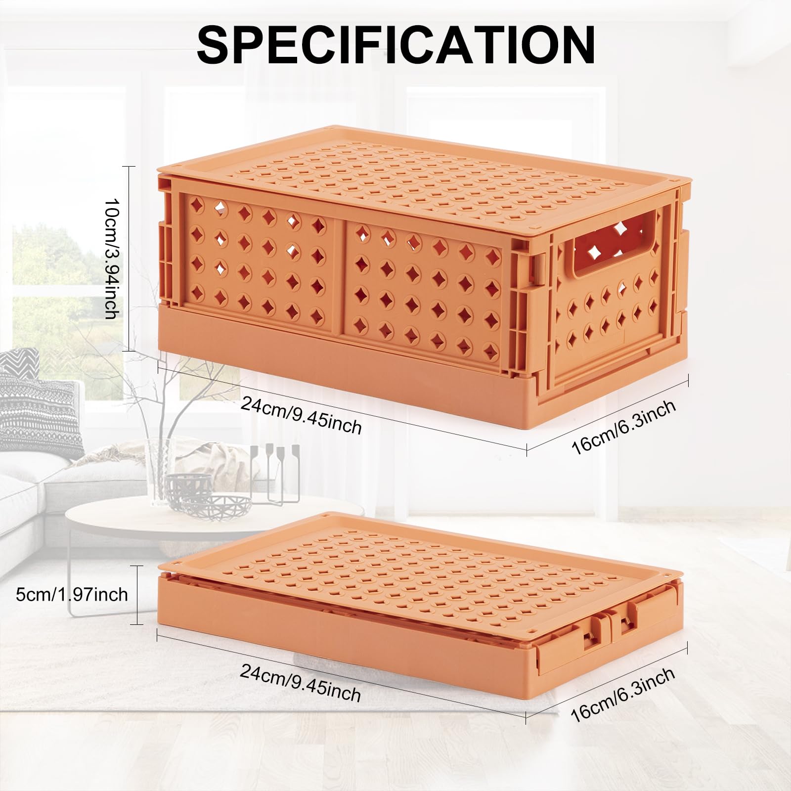 Viristae 4 Pack Pastel Crates Mini Crates Plastic Crate for Storage Collapsible Crate Stackable Folding Storage Crates Plastic for Classroom Bedroom Bathroom Office Desk Shelf Organizing