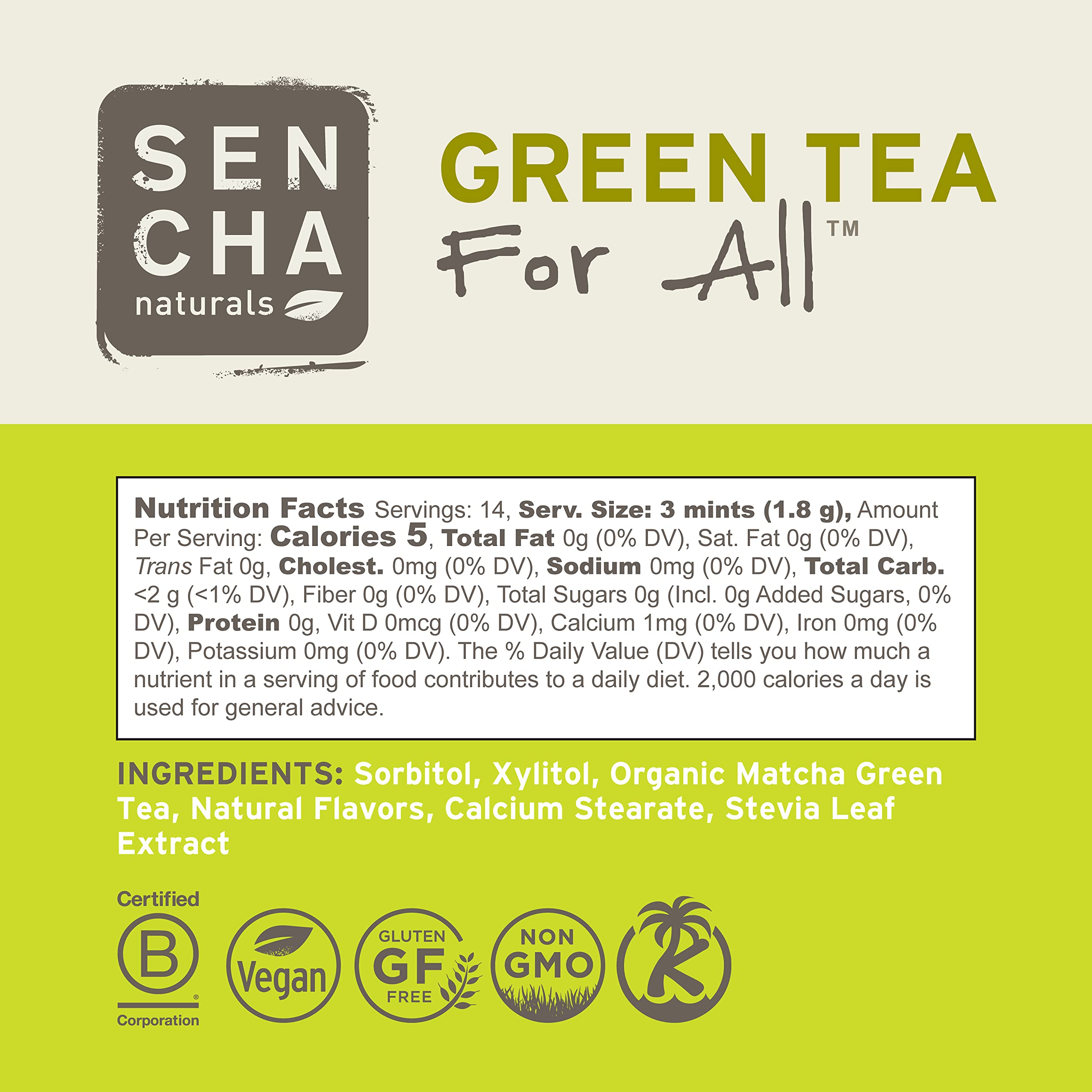 SEN CHA Naturals Green Tea Mints Refill Bag, Bombay Chai, 6.35 oz (Pack of 1)