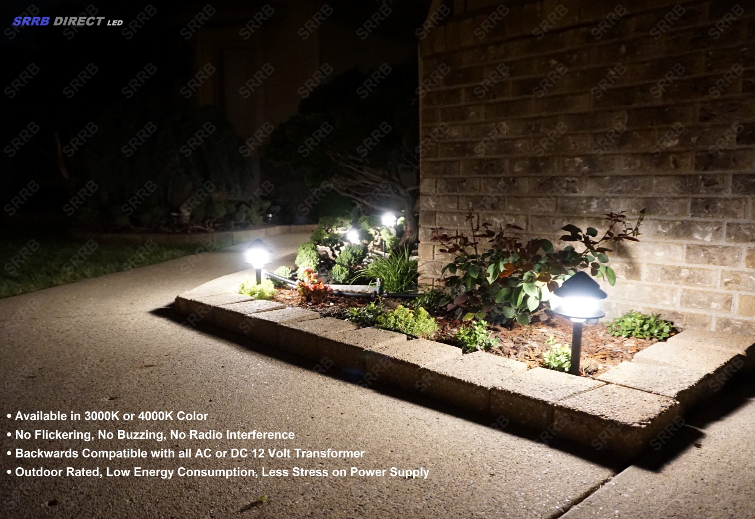 SRRB Direct 2.5W LED Replacement Landscape Pathway Light Bulb 12V AC/DC Wedge Base T5 T10 for Malibu Paradise Moonrays and More (4 Pack, Warm White)
