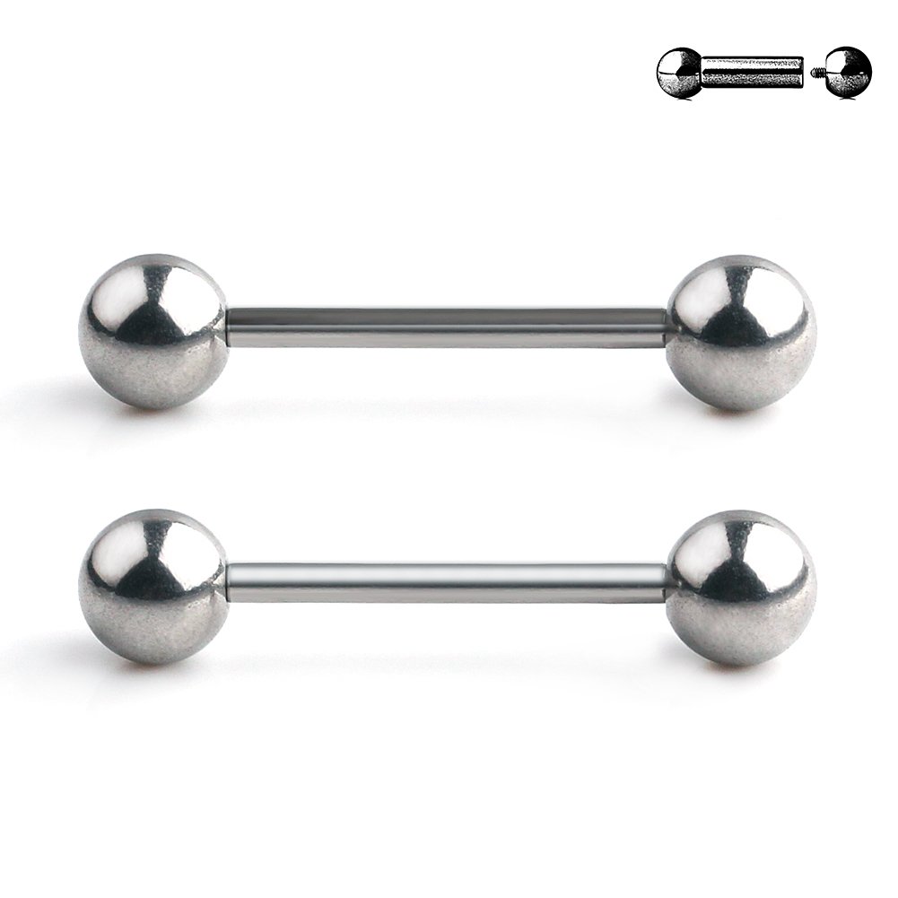 Ruifan 316L Stainless Steel Internally Threaded Tongue Nipple Shield Barbell Ring Bar Body Piercing Retainer 16G 14mm 12PCS - Mix Color