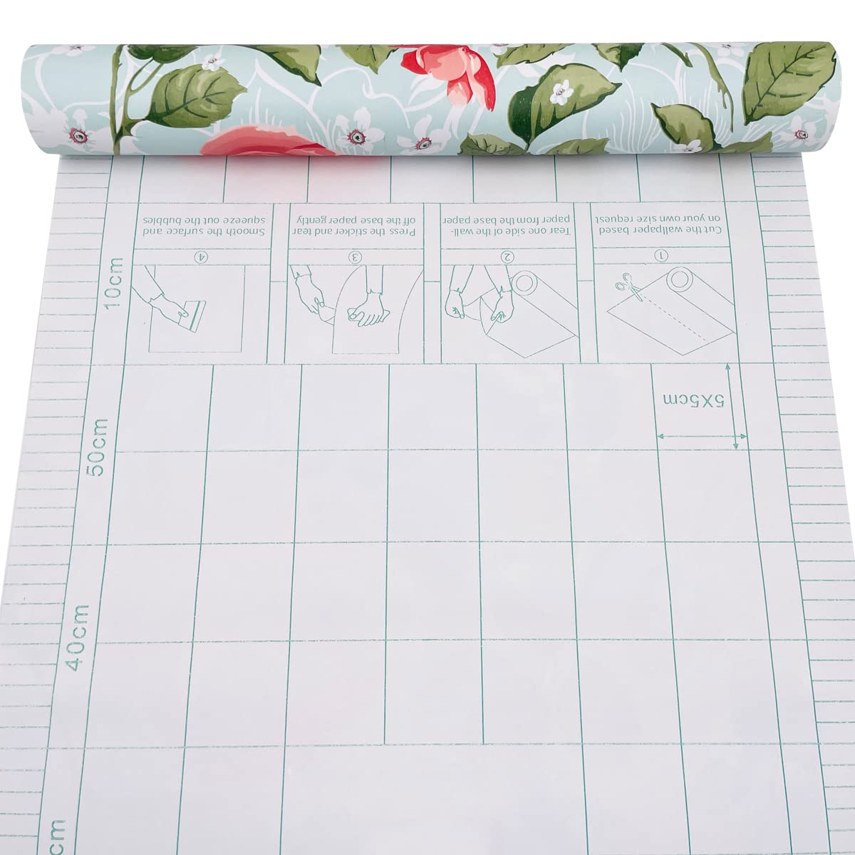 Yifasy Shelf Liner Pink Rose Self-Adhesive Drawer Paper Furniture Sticker Wall Decor Flowers 118x17.7 Inch