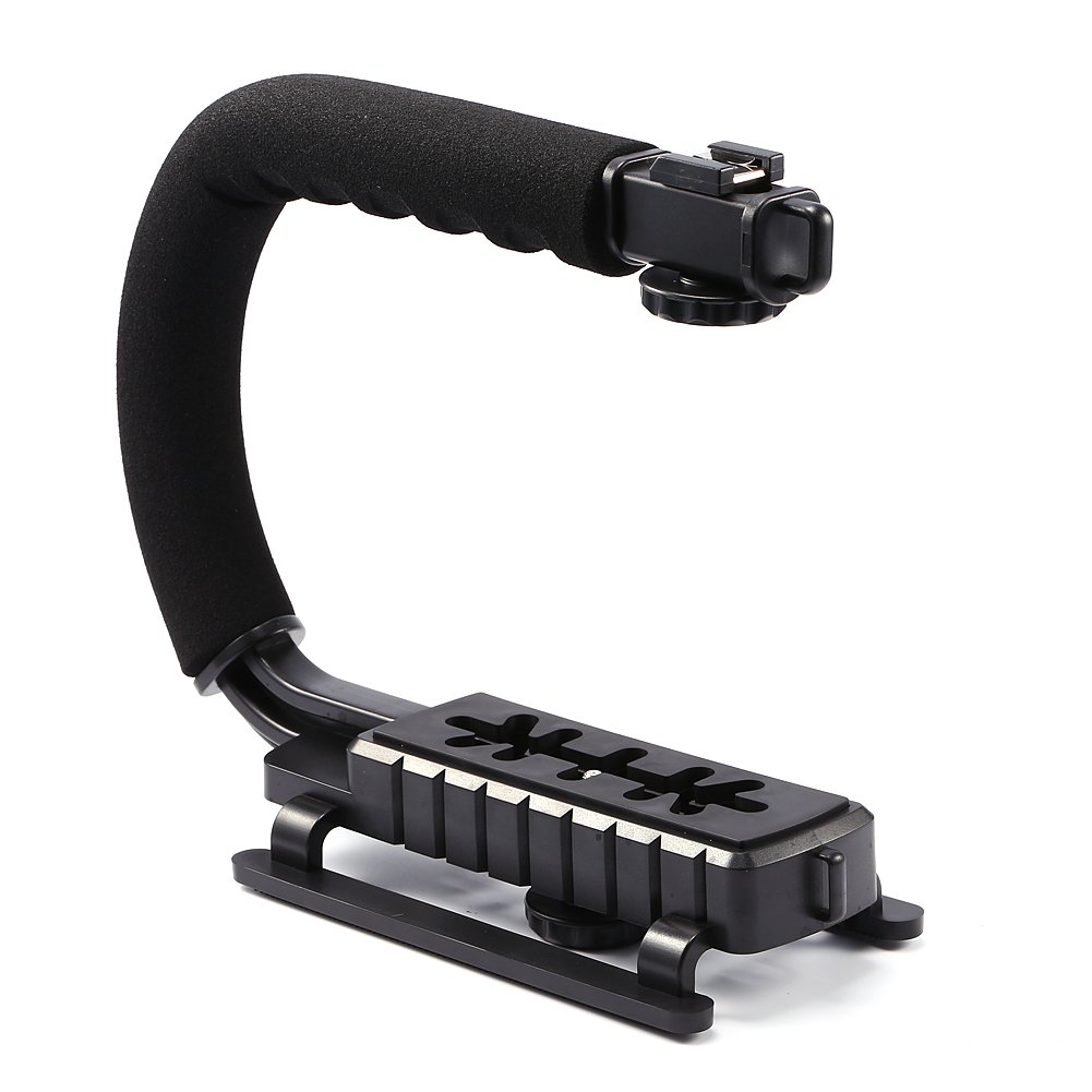 Video Action Stabilizing Handle U/C Grip Handheld Stabilizer with Hot-Shoe Mount for DSLR Camera Camcorder