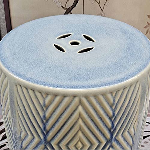 XARONF Modern Chinese Light Luxury Ceramic Drum Stools, Courtyard Garden Piers, Guzheng Stools, Living Room Replacement Shoes Embroidered Piers. (Color : Light Blue)