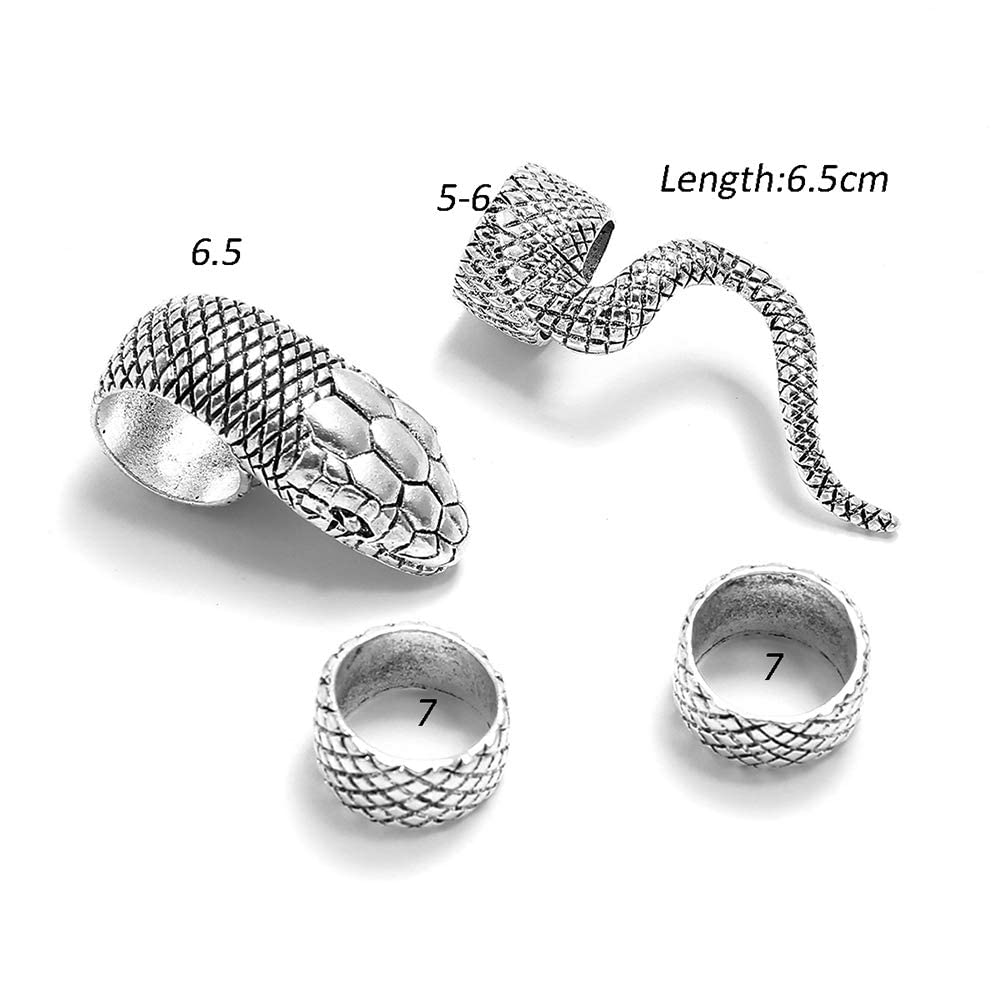 Xerling 4Pcs Gothic Snake Knuckle Rings Punk Finger Ring Set for Men Women Boys Girls Unisex Stacking Rings
