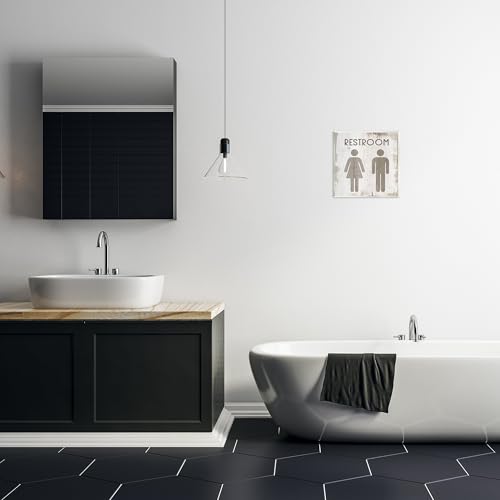 Stupell Industries Vintage Restroom Wood Texture, Design by Artist Daphne Polselli Art, 12 x 0.5 x 12, Wall Plaque