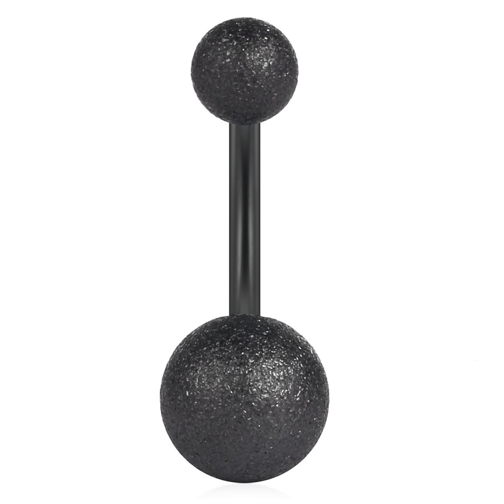 Ruifan 4PCS 14G Cubic Zirconia Ball Belly Button Rings Navel Barbell Body Jewelry Piercing - Black