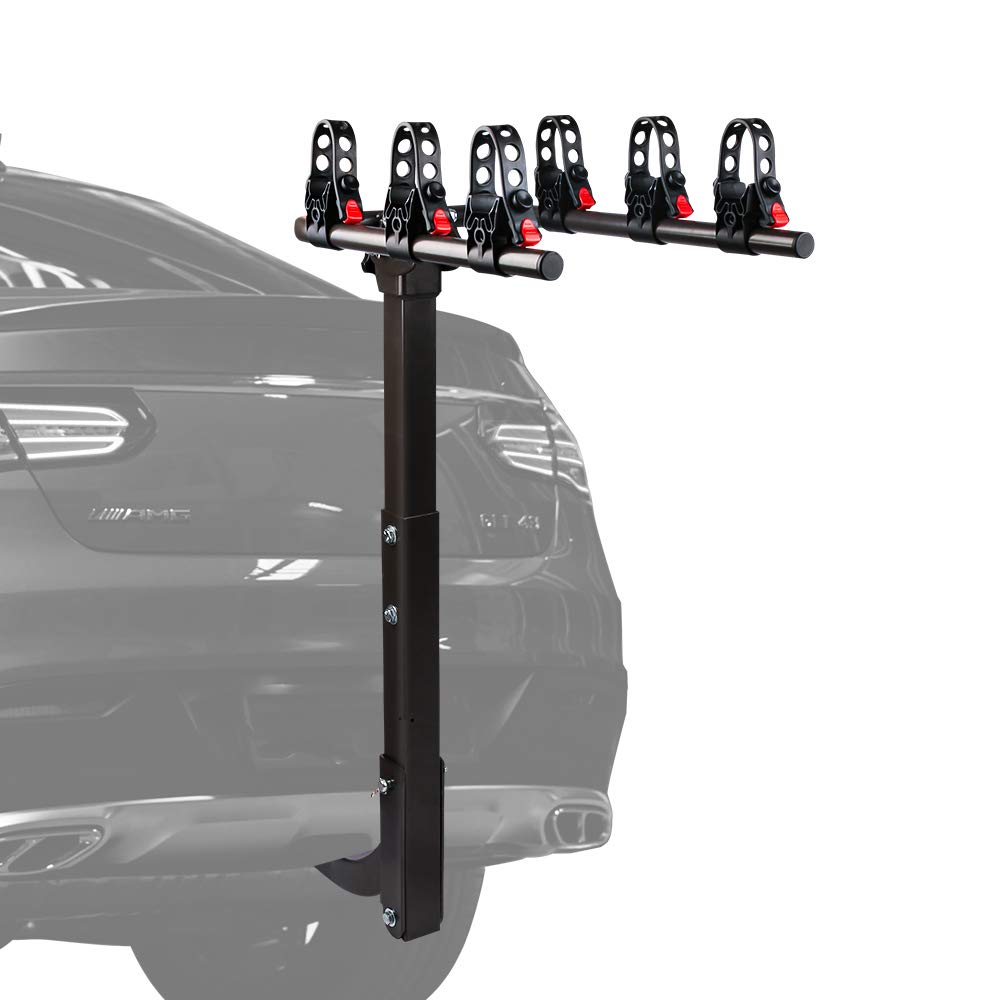X-BULL 3 Bike Rack Hitch Mount Double Foldable Rack, Hitch Rack Suitable for Cars, Trucks, SUV’s , General Purpose Adjustable Frame Adapter and Adjustable Bolt for Spare Tire Racks