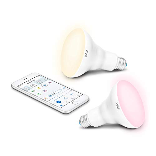 WiZ IZ20087582 BR30 65 Watt EQ Smart WiFi Connected LED Light Bulbs/Compatible with Alexa and Google Home, no Hub Required, RGB+ Color Changing/Tunable/Dimmable, 2 Piece