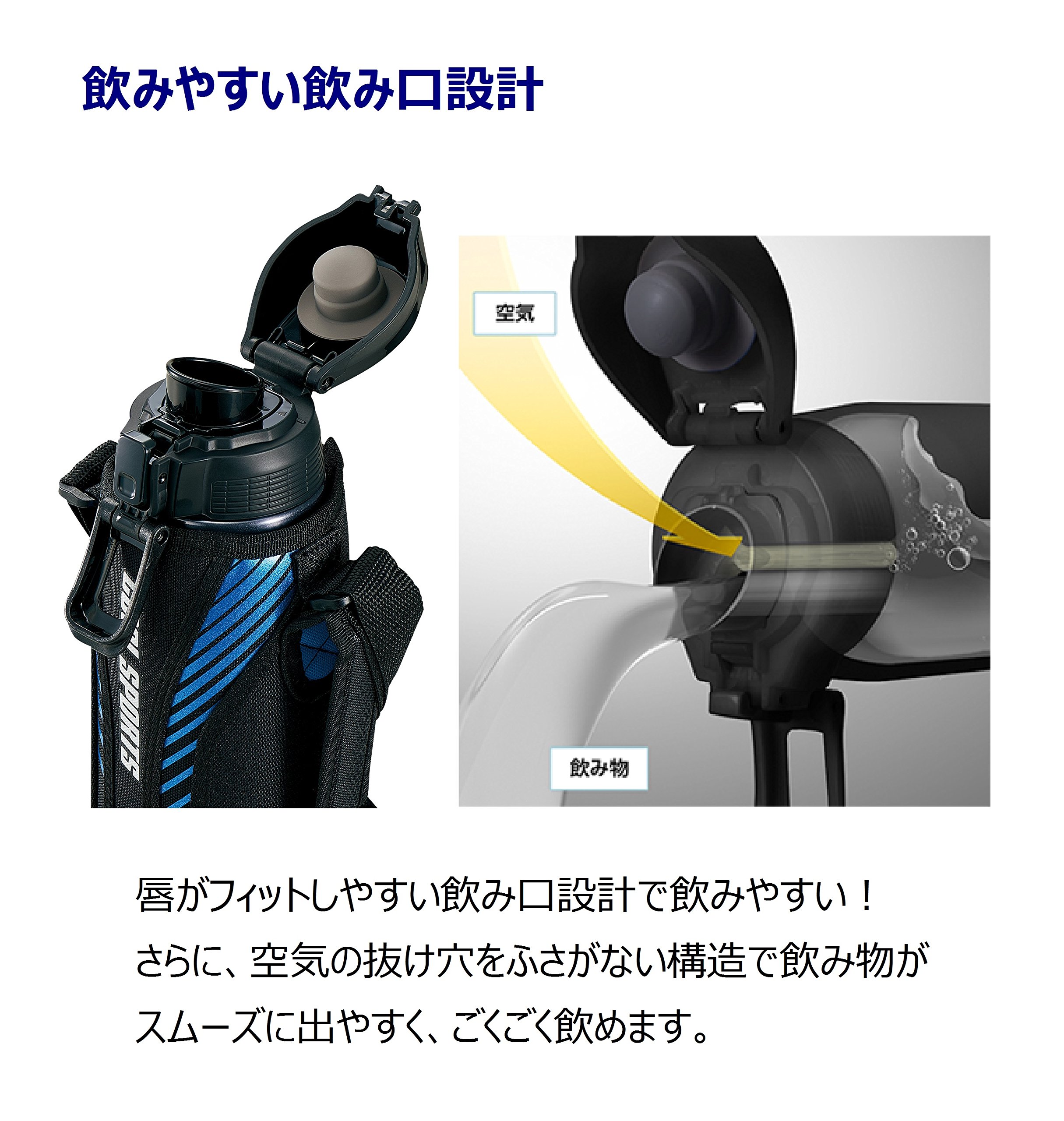 ZOJIRUSHI Water Bottle Straight drink Sports Type sutenresuku-rubotoru 1.0l Blue Black SD β bxl-fa10 β BB