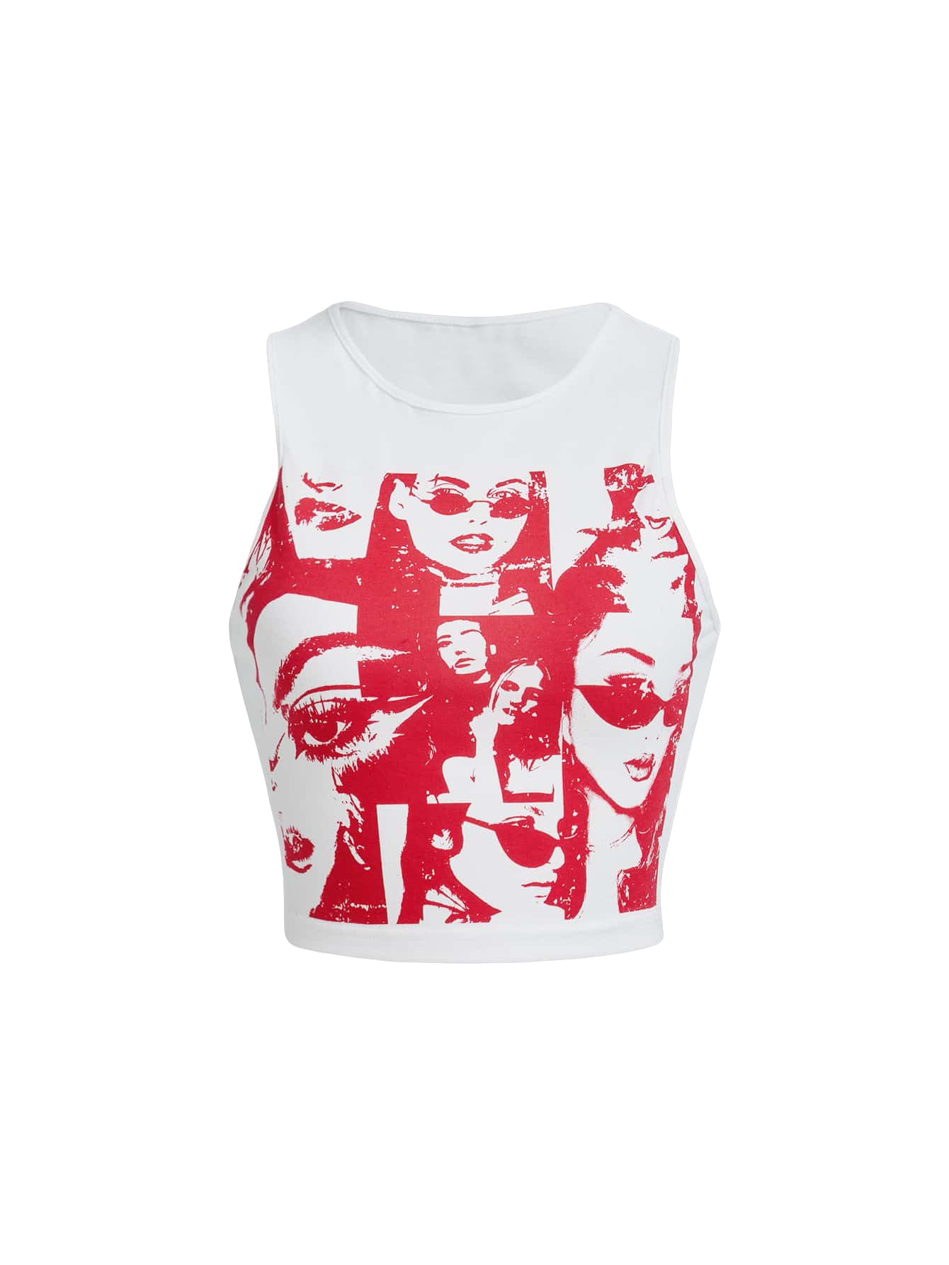 SOLY HUX Women's Y2k Tops Graphic Sleeveless Round Neck Summer Crop Tank Top Red Figure S