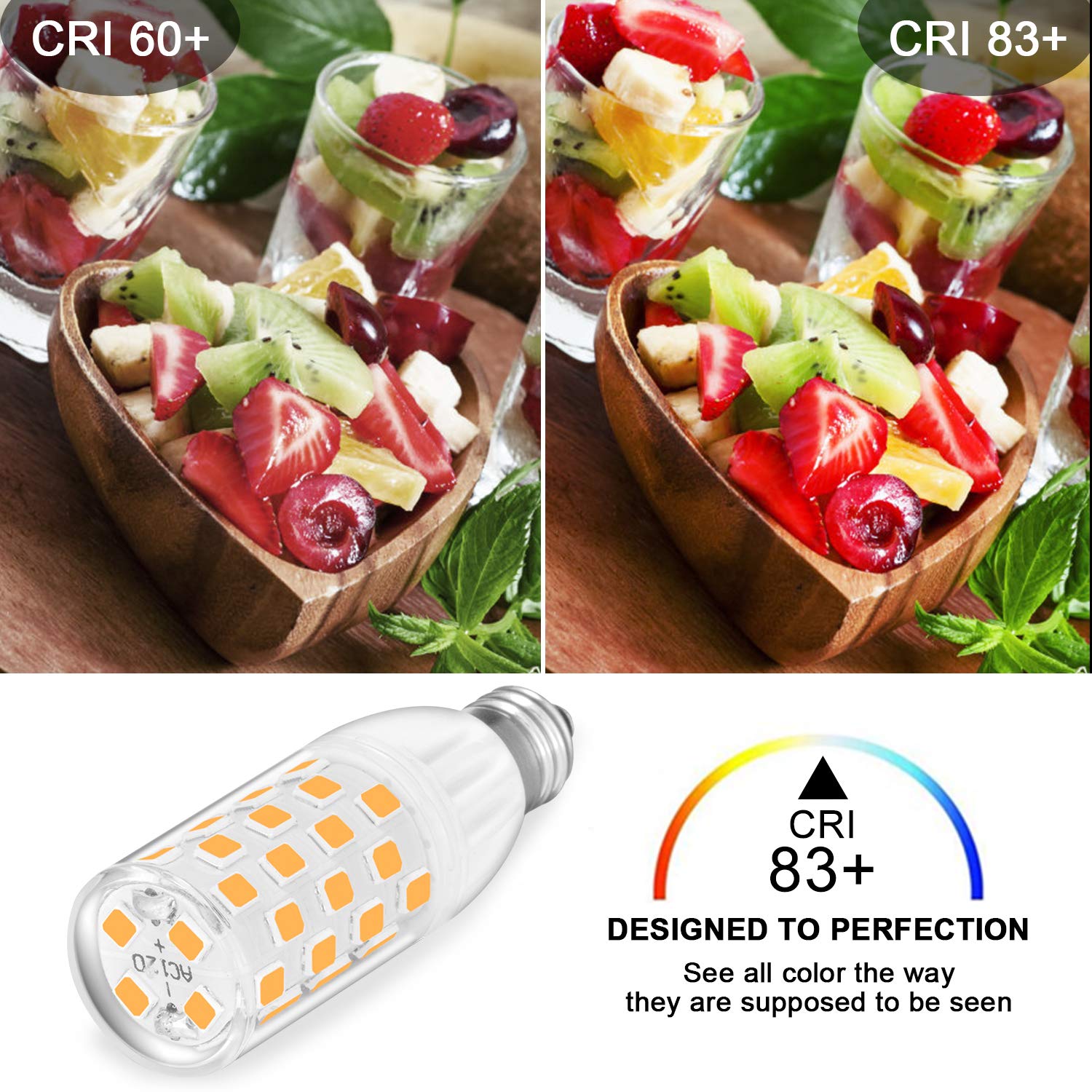 YUIIP E11 LED Dimmable Bulb 6W (50W 60W Halogen Bulbs Equivalent), Warm White 3000K JD E11 Mini Candelabra Base Corn Light Bulb, AC120V for Chandeliers Ceiling Fan Light, (Pack of 4)