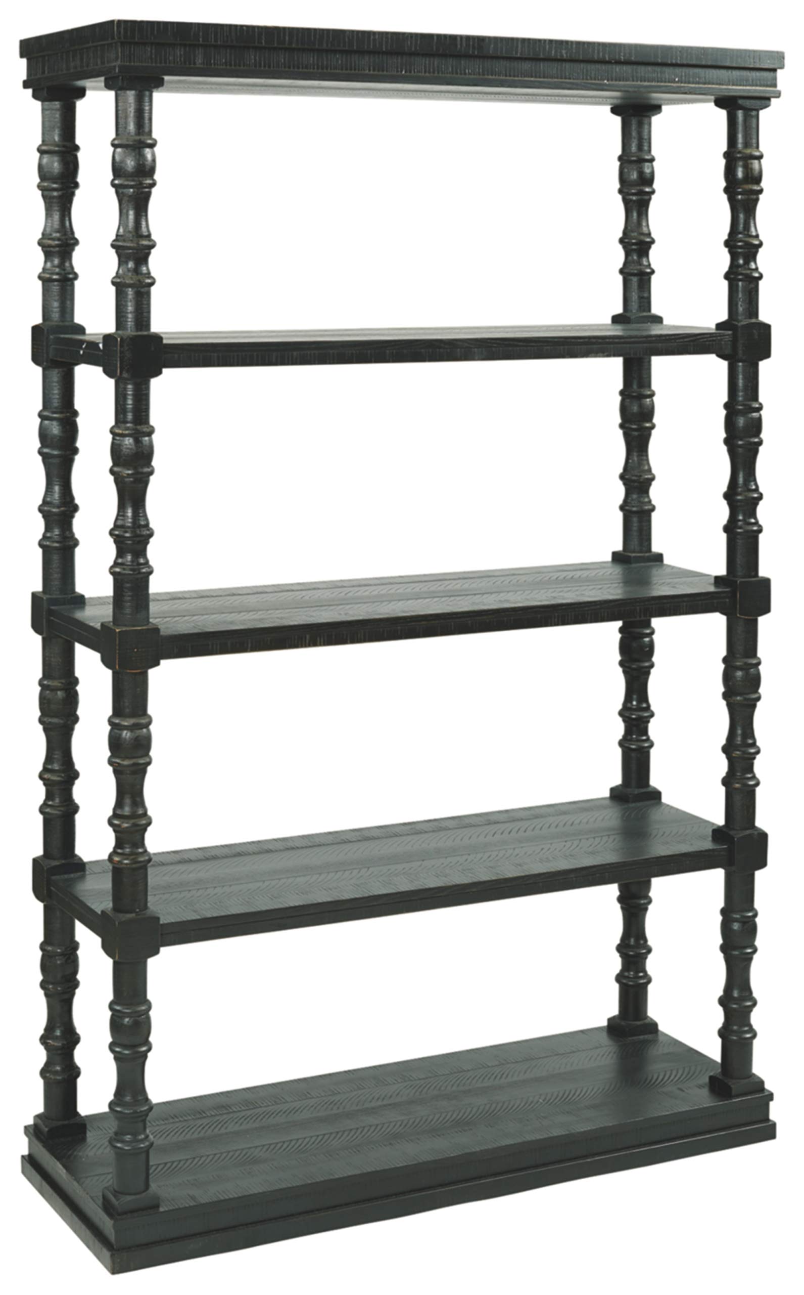 Signature Design by Ashley Dannerville Rustic Cottage 4-Tier Wood Bookcase, 74", Black