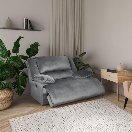 Signature Design by Ashley Clonmel Microfiber Power Zero Wall Wide Seat Adjustable Recliner, Gray