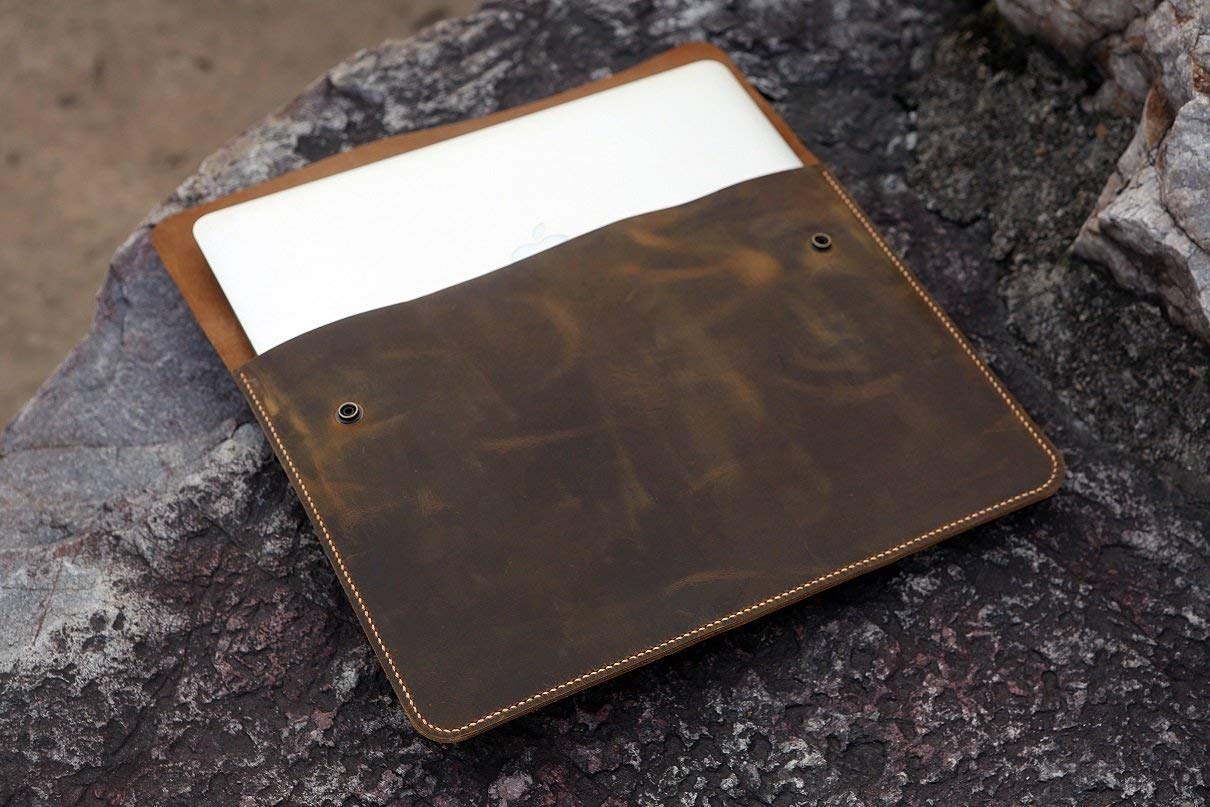 Vintage retro leather new 2023 macbook pro 13 14 15 16 inch sleeve case / 2023 macbook air 15 13 leather bag cover MAC05SF-B