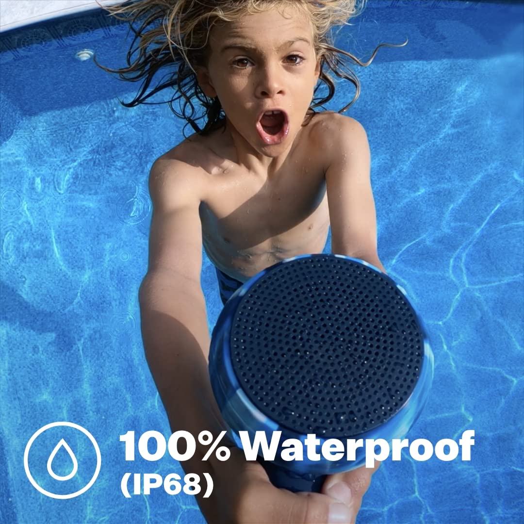 Speaqua – Bluetooth Speaker-Waterproof, Floatable, Portable Speaker Beach Accessory - Dual Portable Speakers Bluetooth Wireless Pairing - Removable Suction - Barnacle Vibe 3.0 (Manta Ray Black)