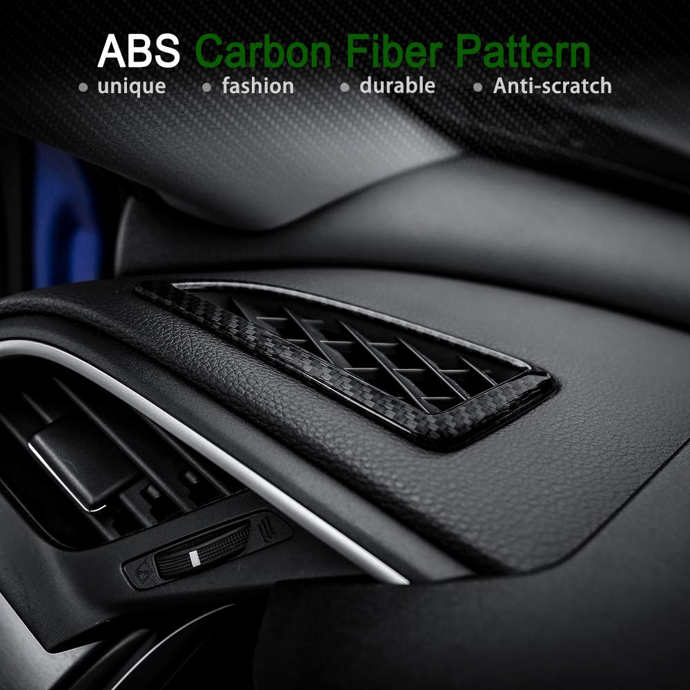Thenice for 10th Gen Civic ABS Carbon Fiber Style Dashboard Air Vent Trims Wind Outlet Decoration Stickers for Honda Civic 2016 2017 2018 2019 2020 2021