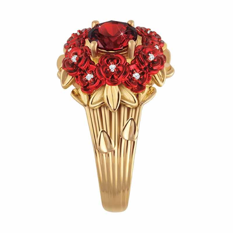 The Danbury Mint A Dozen Roses Diamond Ring - Genuine Diamonds - Simulated Ruby - Red Roses - Perfect Romantic Gift (7) #1457-0014
