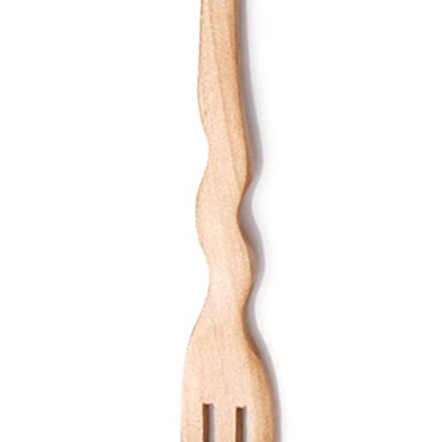 SEWALL 4 Pcs,Wooden Fork Spoon Wavy Shape Dessert Fork Spoon Portable Travel Spoon Reusable Food Fork Spoon Kitchen Accessories