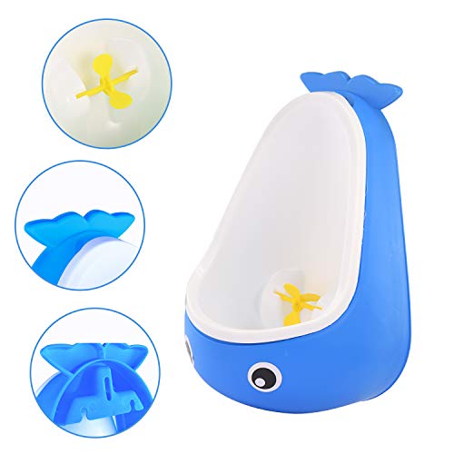 Whale Potty Training Urinal for Boys with Funny Aiming Target, Toddler Boy Toilet Pee Trainer - Dark Blue