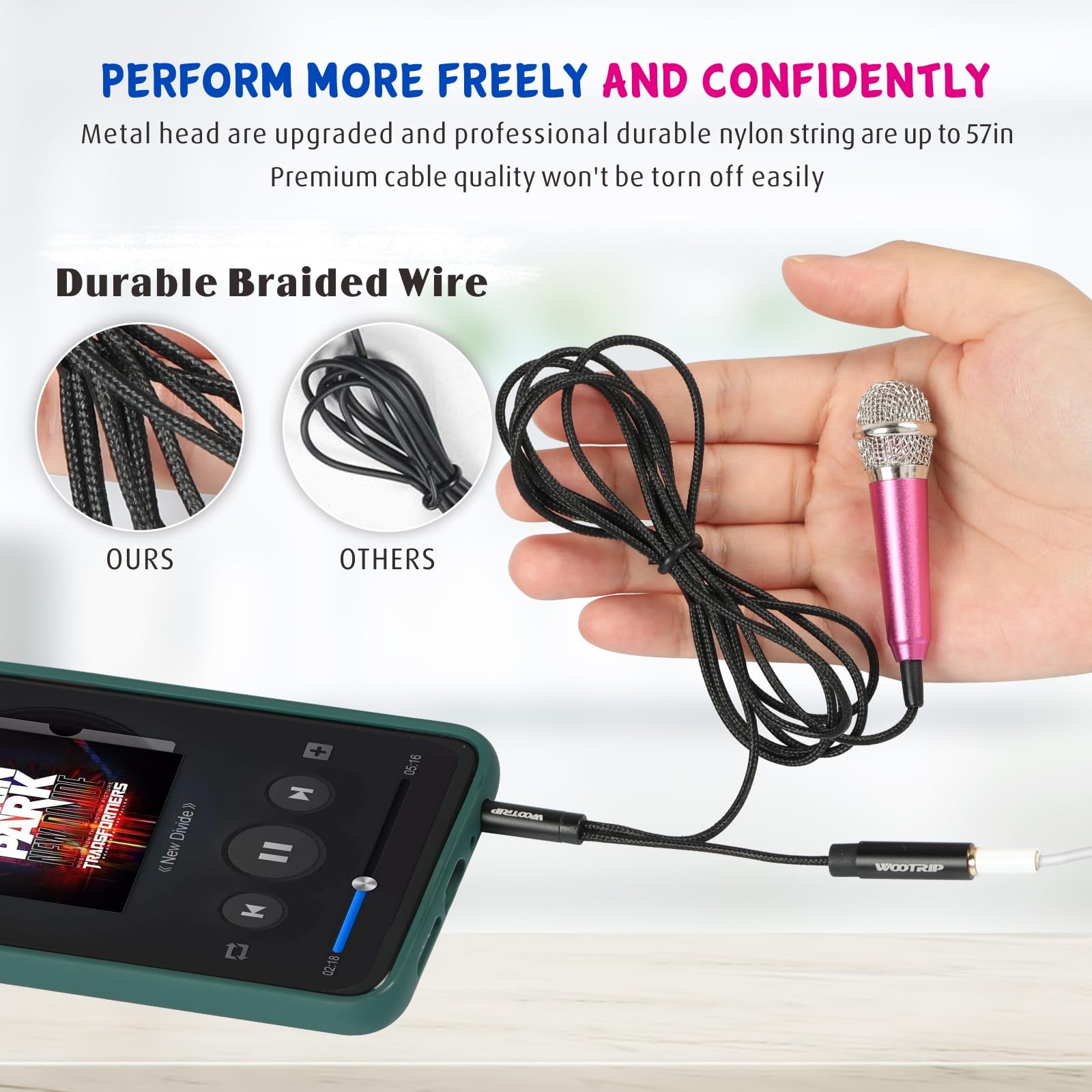 Wootrip [2PCS] Mini Karaoke Microphone, Mini Voice Recording Microphone Portable Karaoke Mic for Singing, Recording, Voice Recording(Black/Gold)