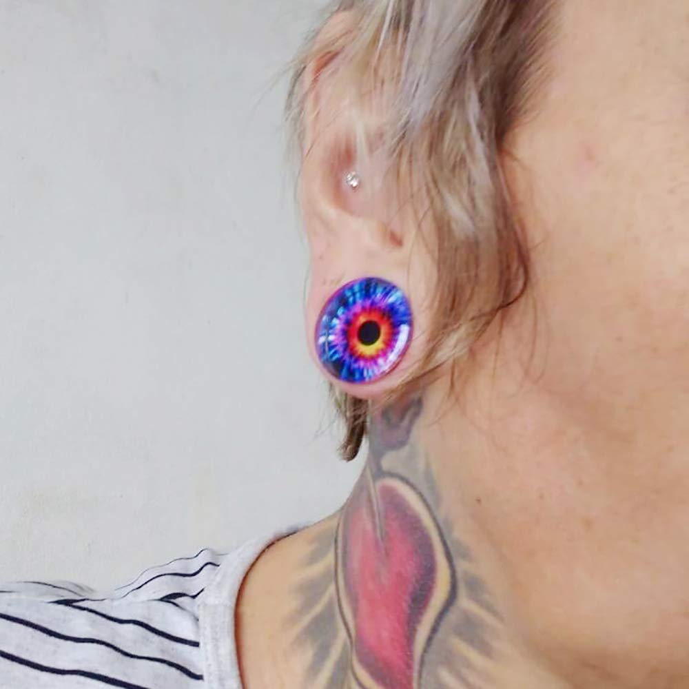 ZS Acrylic Transparent Purple Eyeball Fashion Ear Plugs Tunnel Expander Gauges Piercing (Gauge=00g(10mm))