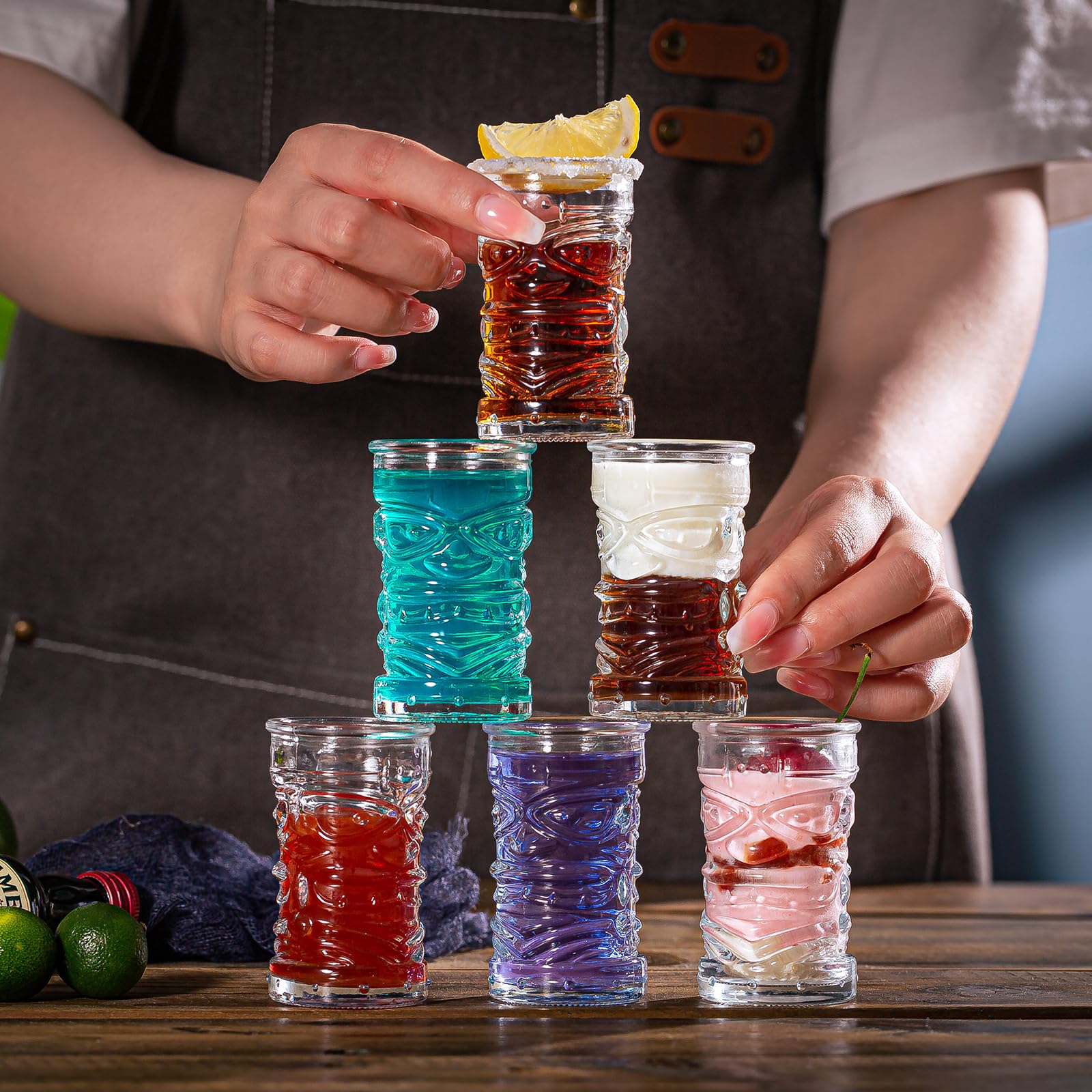 wookgreat 16 Pack Shot Glasses Set, 2oz Mini Tiki Glasses Set, Clear Shot Glasses Bulk, Small Whiskey Shot Glass, Mini Drinking Cups for Vodka, Tequila, Spirits, Liquors, Whiskey, Cocktail, Espresso