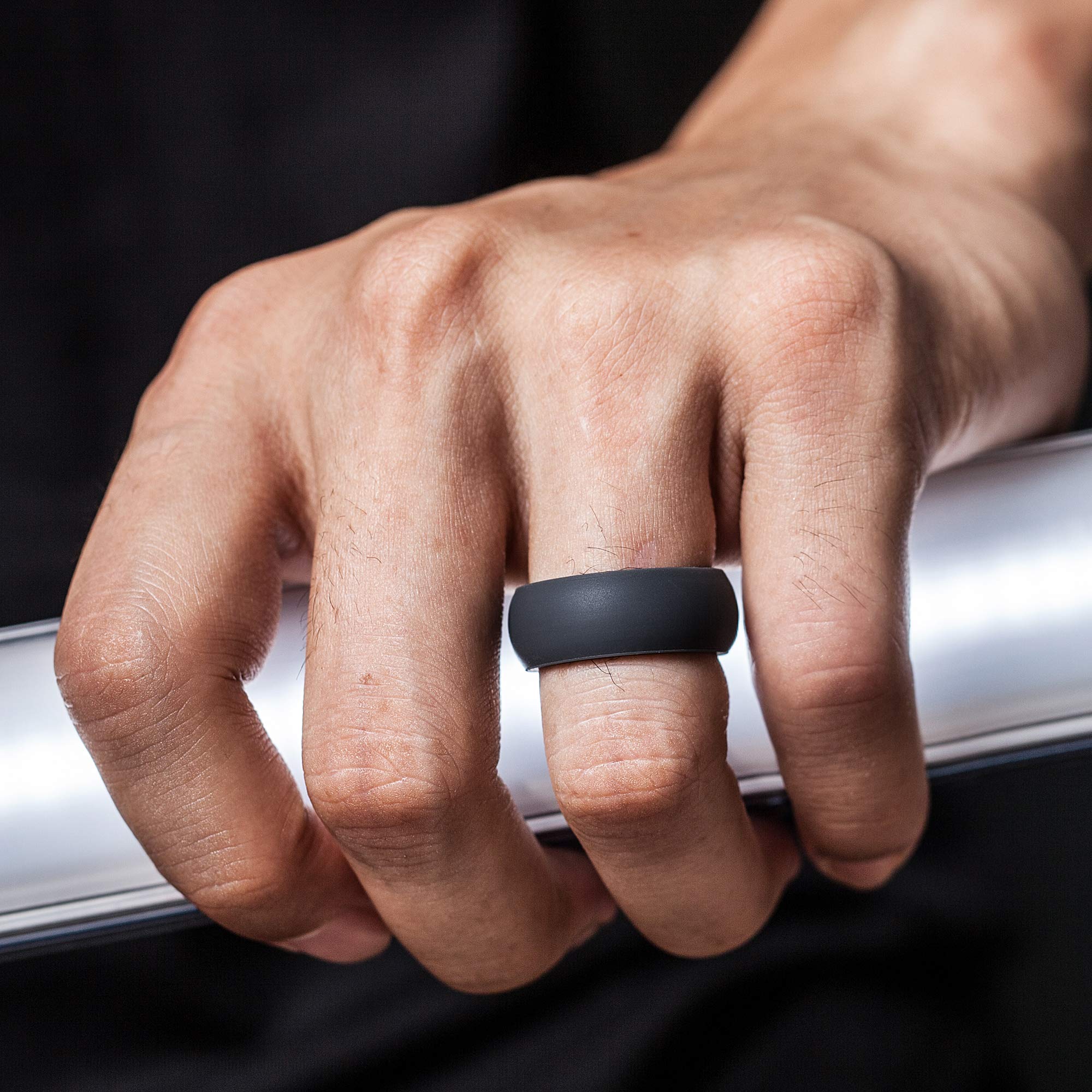 ThunderFit Silicone Wedding Rings for Men, Rubber Engagement Bands 8.7mm Wide 2mm Thick - 1/3/4/5/7 Variety Multipack (Black, Gray, Light Gray, 10.5-11 (20.6mm))