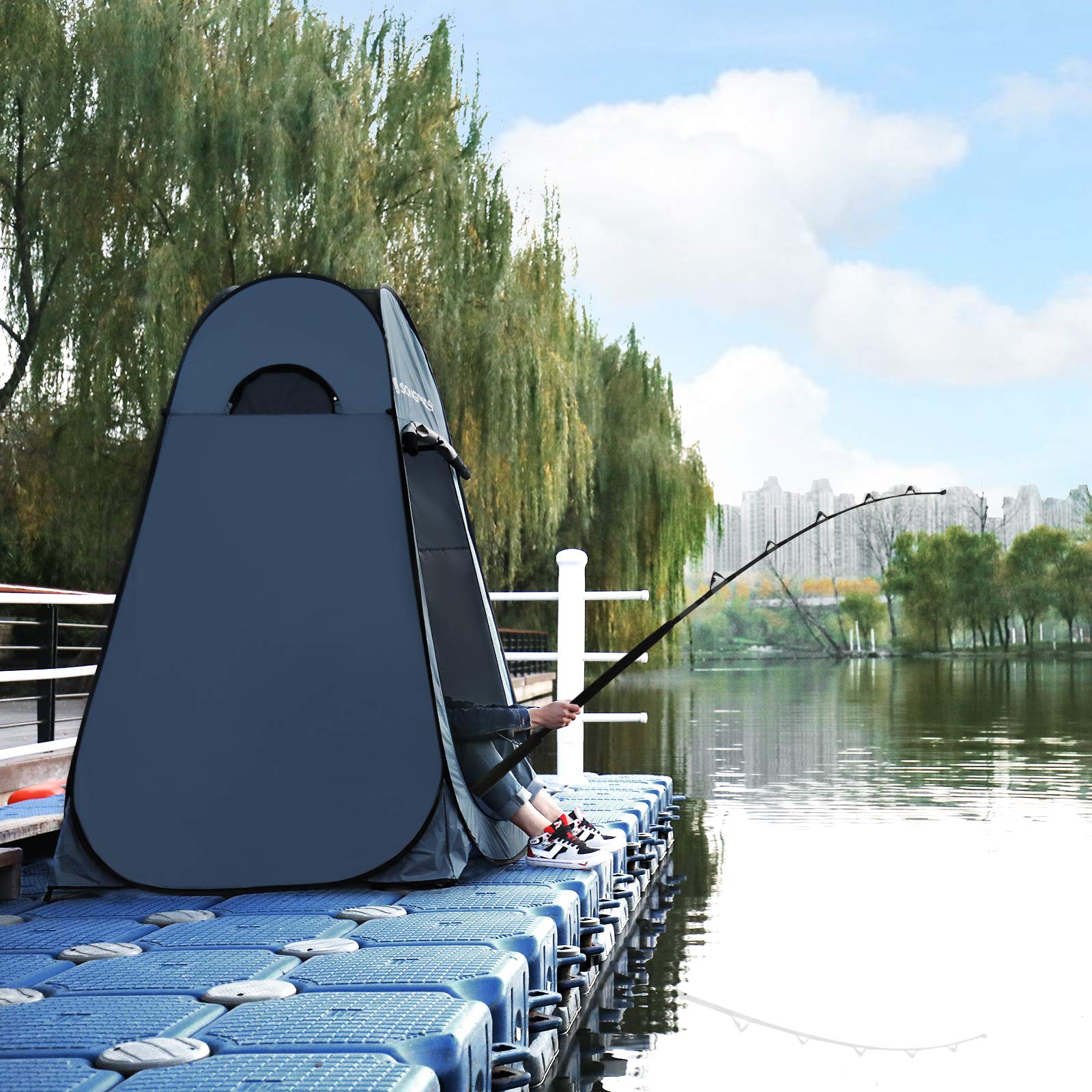 SONGMICS Pop up Tent, Privacy Shelter for Changing Room, Dark Gray + Blue