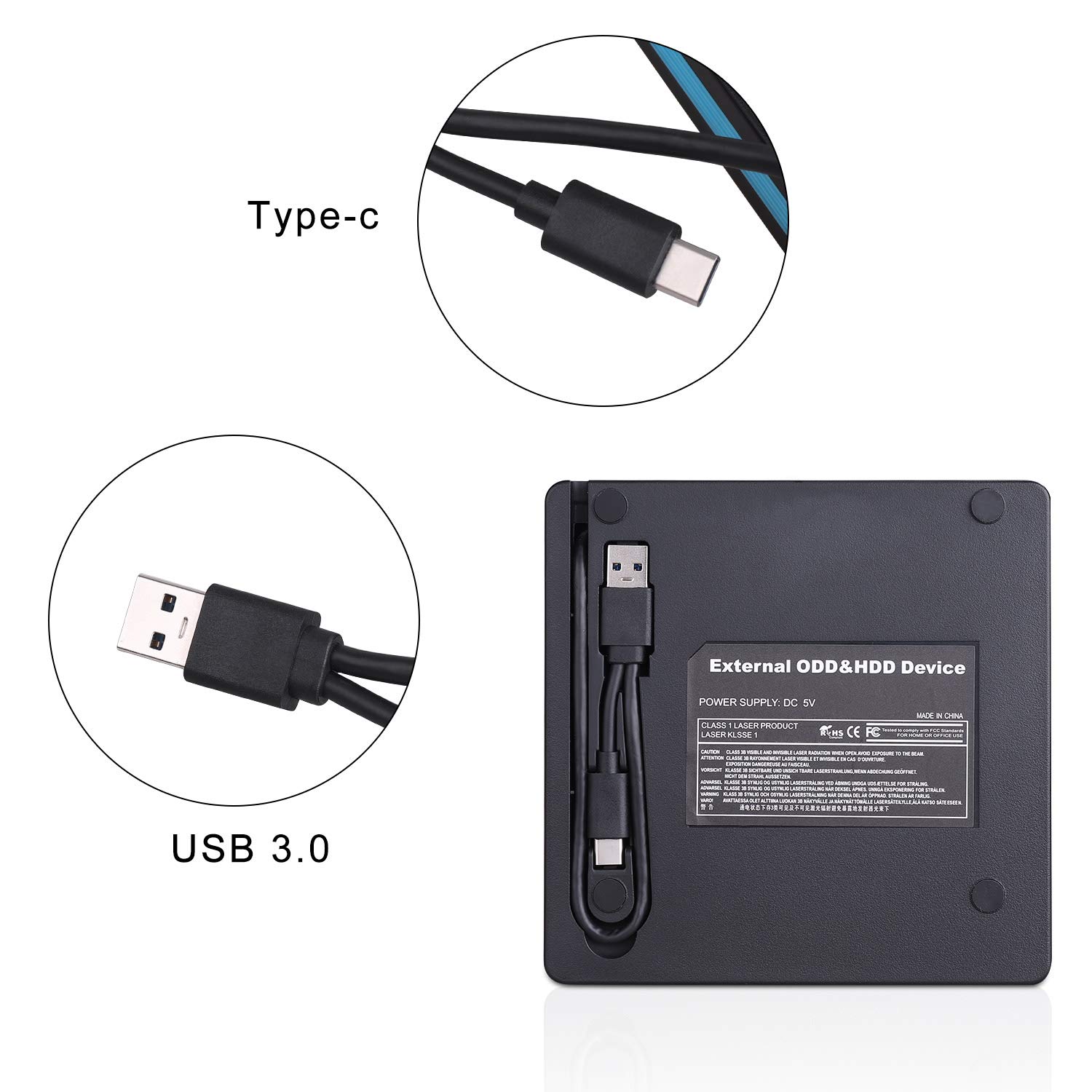 Smyidel External CD DVD Drive USB3.0/Type-C, Portable CD DVD +/-RW Optical Drive Burner (Foot Ball Appearance DVD)