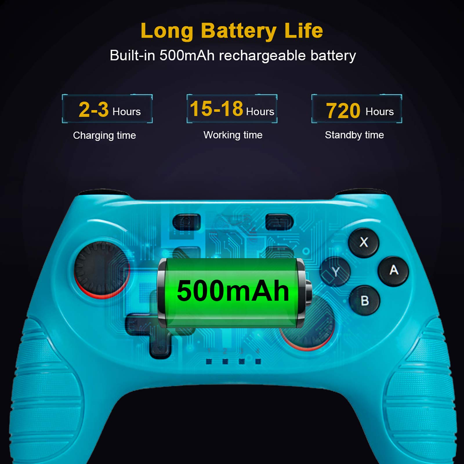 Wireless Switch Pro Controller for Nintendo Switch/Switch Lite,Switch Remote Joypad Control Games Joystick for Switch Console with Turbo,Gyro Axis,Motion & Vibration Shock,Work with Bluetooth(Blue)