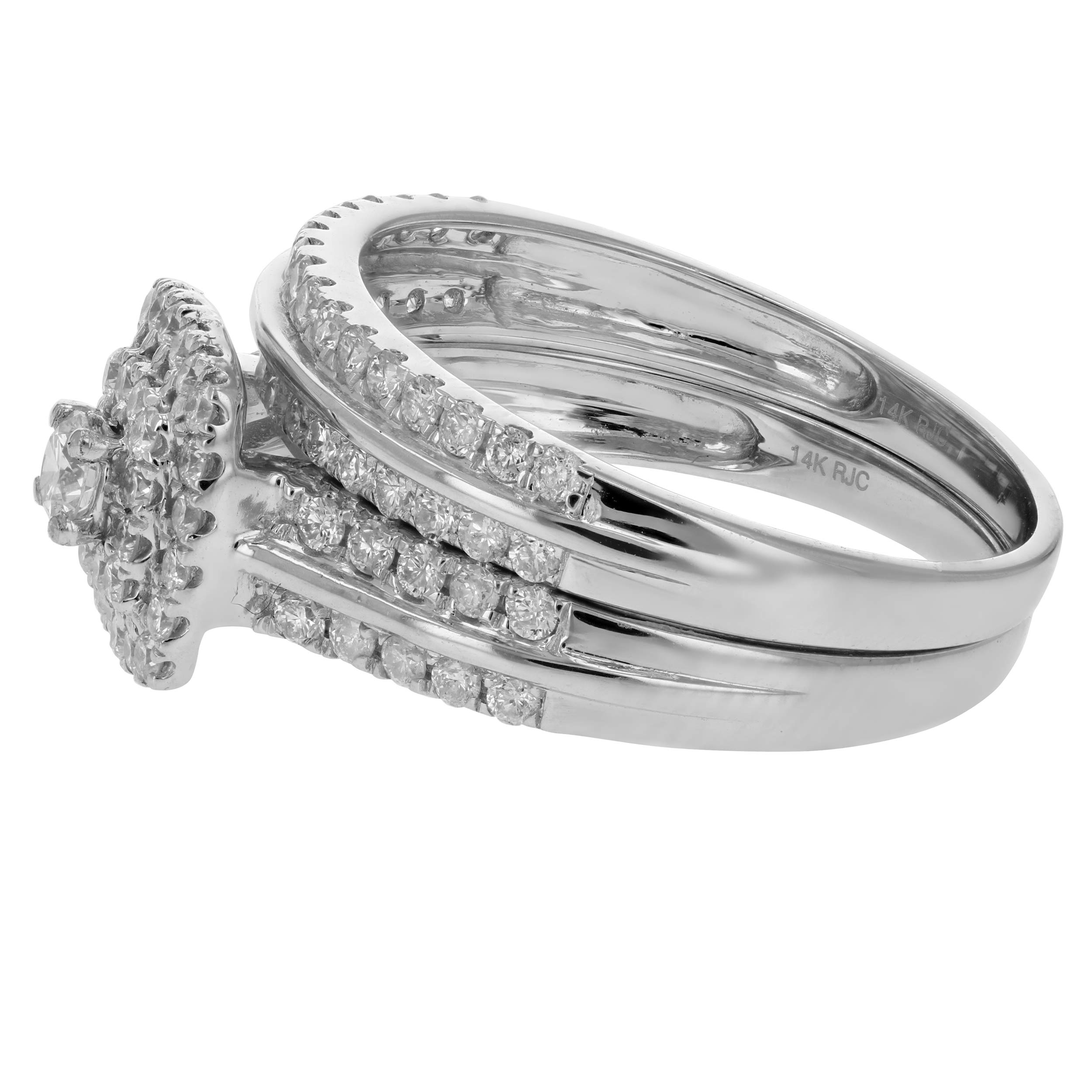 VIR JEWELS 1 CT Diamond Halo Cushion Wedding Engagement Ring Set 14K White Gold in Size 7