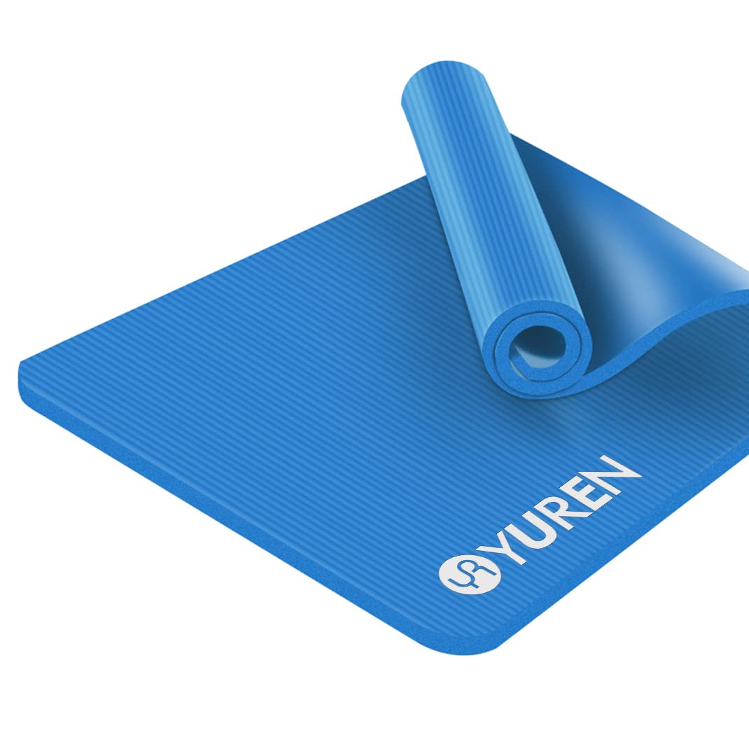 YUREN Large Yoga Mat Extra Wide Workout Mat for Home, 72"x35"x15mm Thick Yoga Mat for Men, High Density Gym Mat with Carrying Strap - Blue