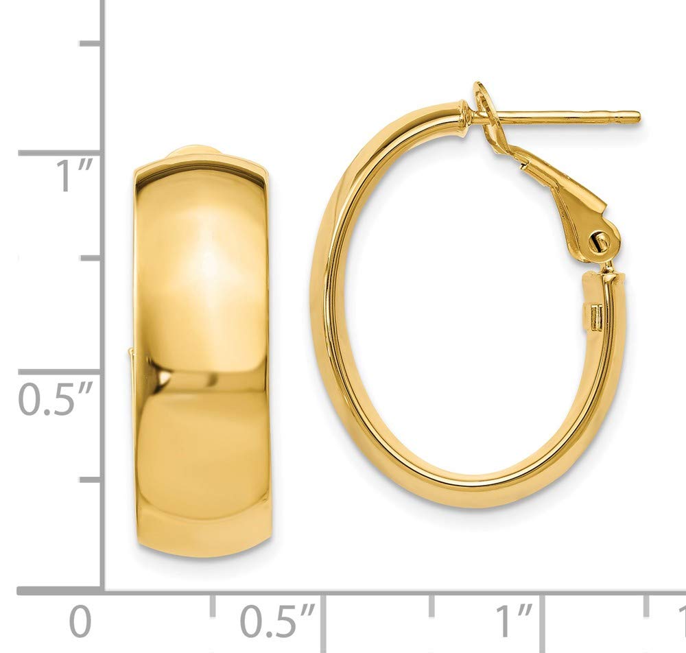 The Black Bow 7.5mm Polished 14k Yellow Gold Oval Hoop Earrings, 23mm (15/16 Inch)