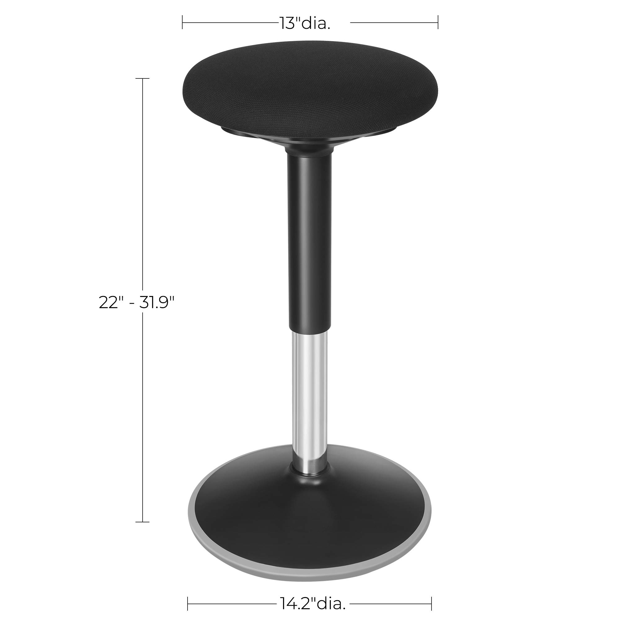 SONGMICS Standing Desk Chair, Active Stool, Ergonomic Wobble Stool, Balance Chair, Adjustable 22-31.9 Inches, Simple Assembly, Black UOSC05BK